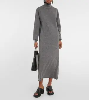 JIL SANDER Cashmere Turtleneck Midi Dress