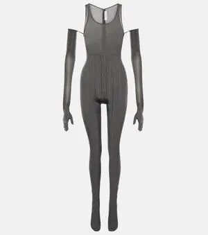 Alex Perry Crystal-embellished Jersey Catsuit - Grey