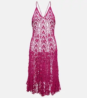 Anna Kosturova Open-knit Cotton Midi Dress