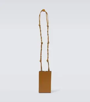 JIL SANDER Embossed Leather Phone Pouch - Orange