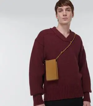 JIL SANDER Embossed Leather Phone Pouch