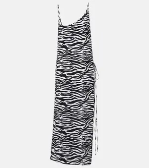 Attico Zebra-print Midi Dress - Black