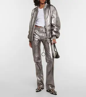 Attico Leather Bomber Jacket