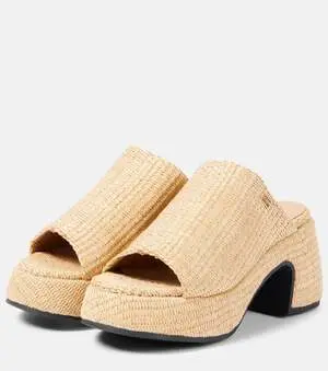 GANNI Raffia Platform Mules