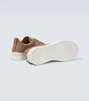 Zegna Triple Stitch Suede Sneakers - Brown