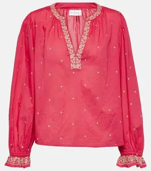 Velvet By Graham & Spencer Ania Embroidered Cotton Top