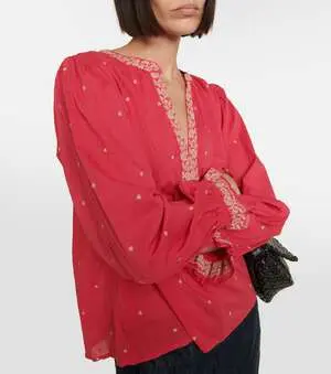 Velvet By Graham & Spencer Ania Embroidered Cotton Top