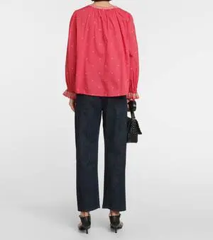 Velvet By Graham & Spencer Ania Embroidered Cotton Top