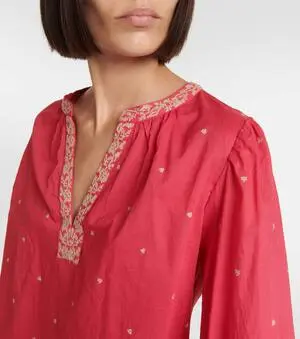 Velvet By Graham & Spencer Ania Embroidered Cotton Top