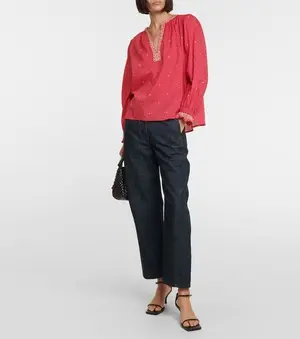 Velvet By Graham & Spencer Ania Embroidered Cotton Top
