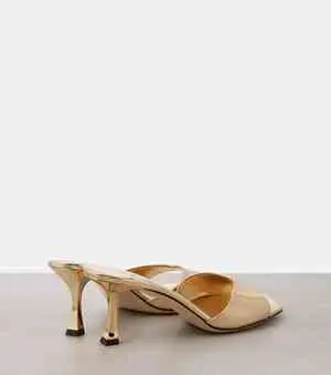 JIMMY CHOO Skye 70 Metallic Leather Mules - Gold