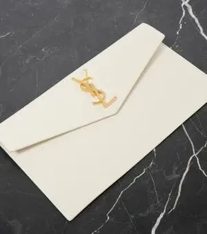 Saint Laurent Uptown Leather Clutch - White