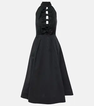 Rebecca Vallance Charaya Bow-detail Halterneck Midi Dress - Black