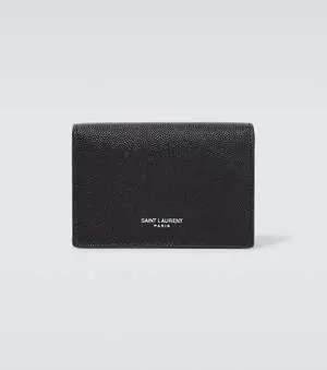 Saint Laurent Logo Leather Card Case - Black