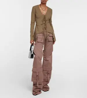 Blumarine Tie-front Wool-blend Blouse - Green