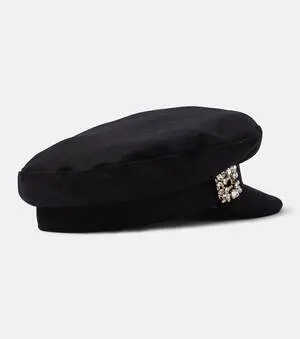 ROGER VIVIER Embellished Wool-blend Cap - Black