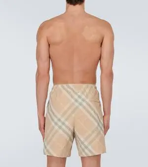 Burberry Check Swim Trunks - Beige