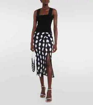 Diane Von Furstenberg Garcel Printed Jersey Midi Skirt