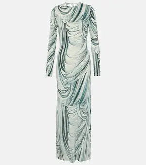 Rabanne Printed Jersey Maxi Dress - Blue