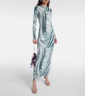 Rabanne Printed Jersey Maxi Dress