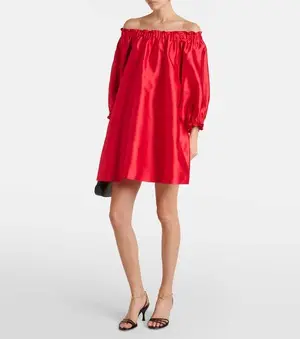 Max Mara Lepre Off-shoulder Mini Dress - Red