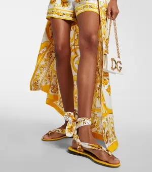 Dolce & Gabbana Printed Silk Twill Sandals