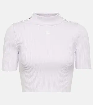COURREGES Logo Ribbed-knit Crop Top