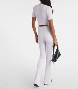 COURREGES Logo Ribbed-knit Crop Top