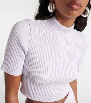 COURREGES Logo Ribbed-knit Crop Top