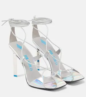 Attico Adele Metallic Leather Sandals - Silver