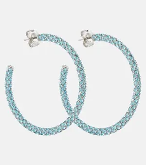 Amina Muaddi Cameron Crystal Hoop Earrings - Blue