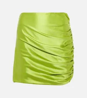 THE SEI Ruched Silk Satin Miniskirt