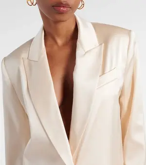 THE SEI Oversized Silk Blazer - White