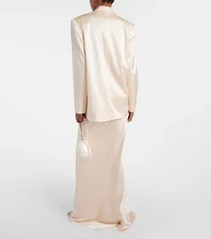 THE SEI Oversized Silk Blazer - White