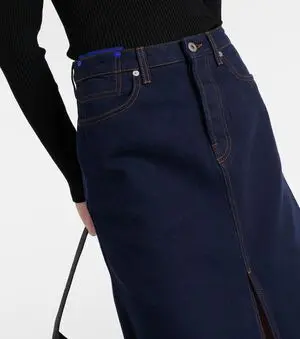 Burberry High-rise Denim Midi Skirt