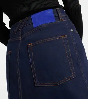 Burberry High-rise Denim Midi Skirt