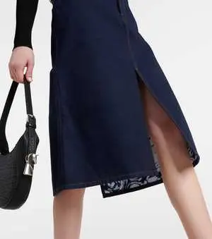 Burberry High-rise Denim Midi Skirt