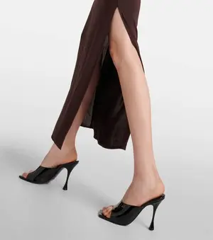 Magda Butrym Draped Midi Dress With Floral Appliques