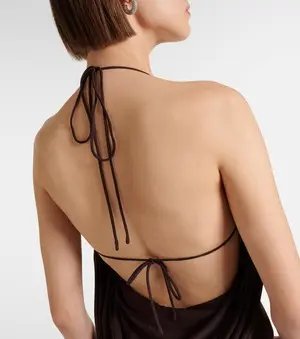 Magda Butrym Draped Midi Dress With Floral Appliques