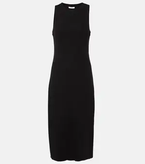 Vince Ribbed-knit Jersey Midi Dress