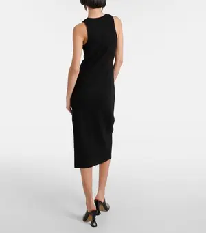 Vince Ribbed-knit Jersey Midi Dress