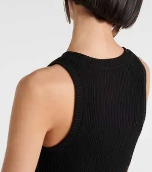 Vince Ribbed-knit Jersey Midi Dress