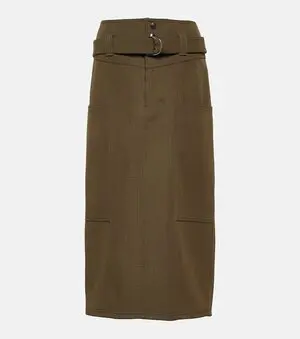 TOD'S Virgin Wool Midi Skirt - Brown