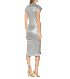 Rabanne Metallic Jersey Midi Dress - Silver