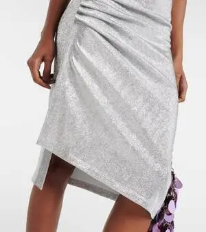 Rabanne Metallic Jersey Midi Dress - Silver