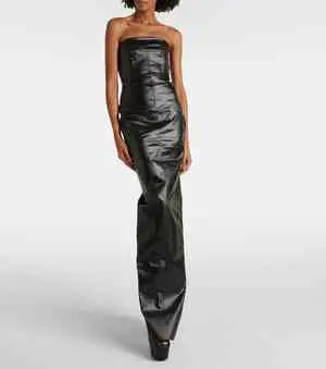 Rick Owens Denim Bustier Gown - Black