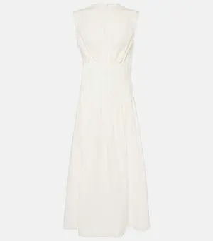 Khaite Wes Pleated Cotton Poplin Maxi Dress - White