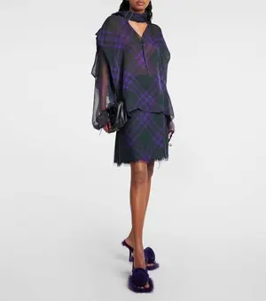 Burberry Checked Silk Miniskirt