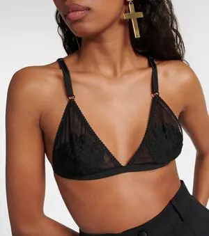 Dolce & Gabbana Lace-trimmed Mesh Bra Top