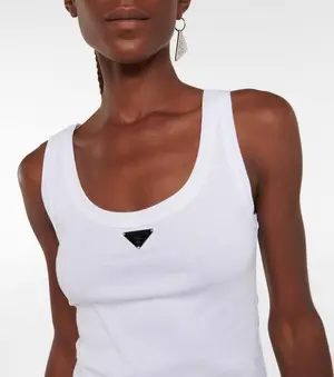 Prada Logo Cotton Tank Top